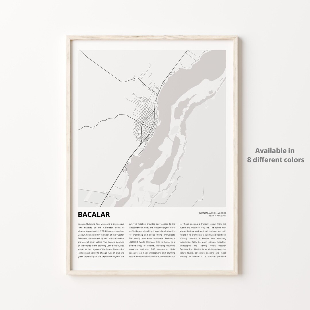 Bacalar Map Print, Bacalar Travel Map, Bacalar Wall Decor Art, Bacalar ...