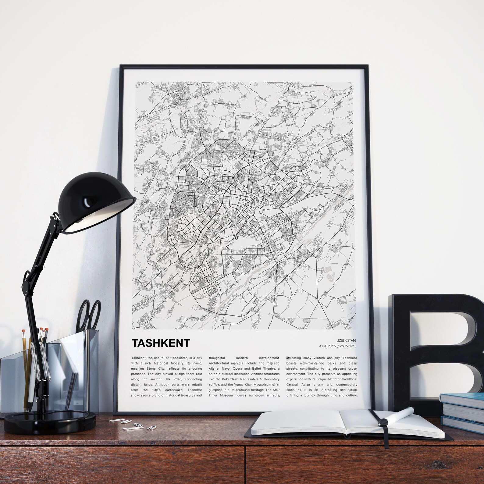 Tashkent Map Print, Tashkent Travel Map, Tashkent Wall Decor Art ...