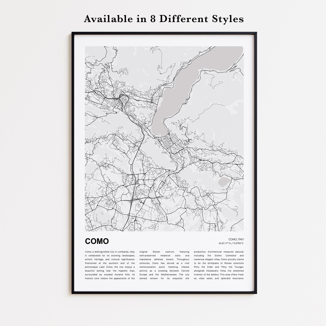 Como Map Print, Como Travel Map, Como Wall Decor Art, Como Como ...