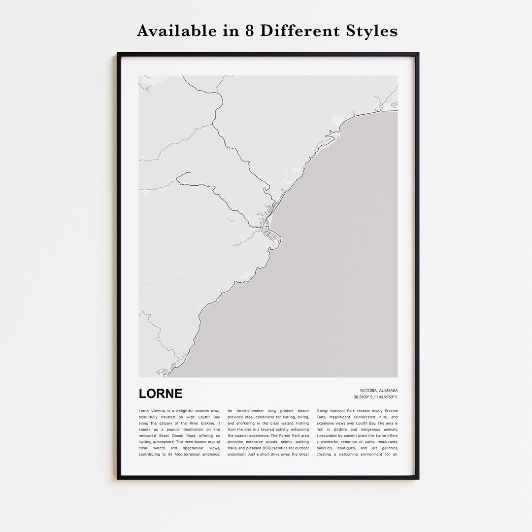 Lorne Map Print, Lorne Travel Map, Lorne Wall Decor Art, Lorne Victoria ...