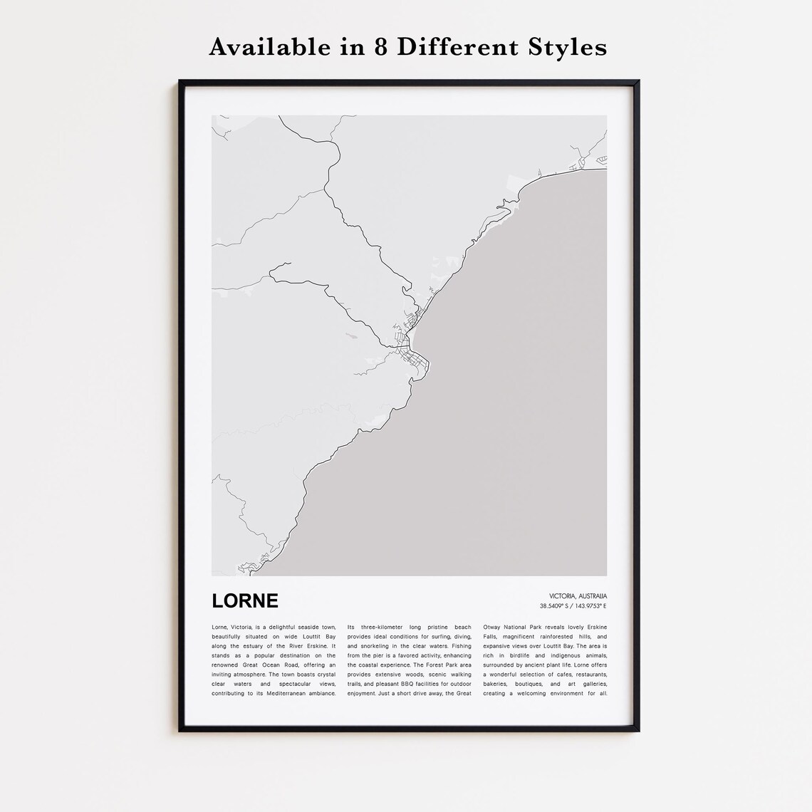 Lorne Map Print, Lorne Travel Map, Lorne Wall Decor Art, Lorne Victoria ...