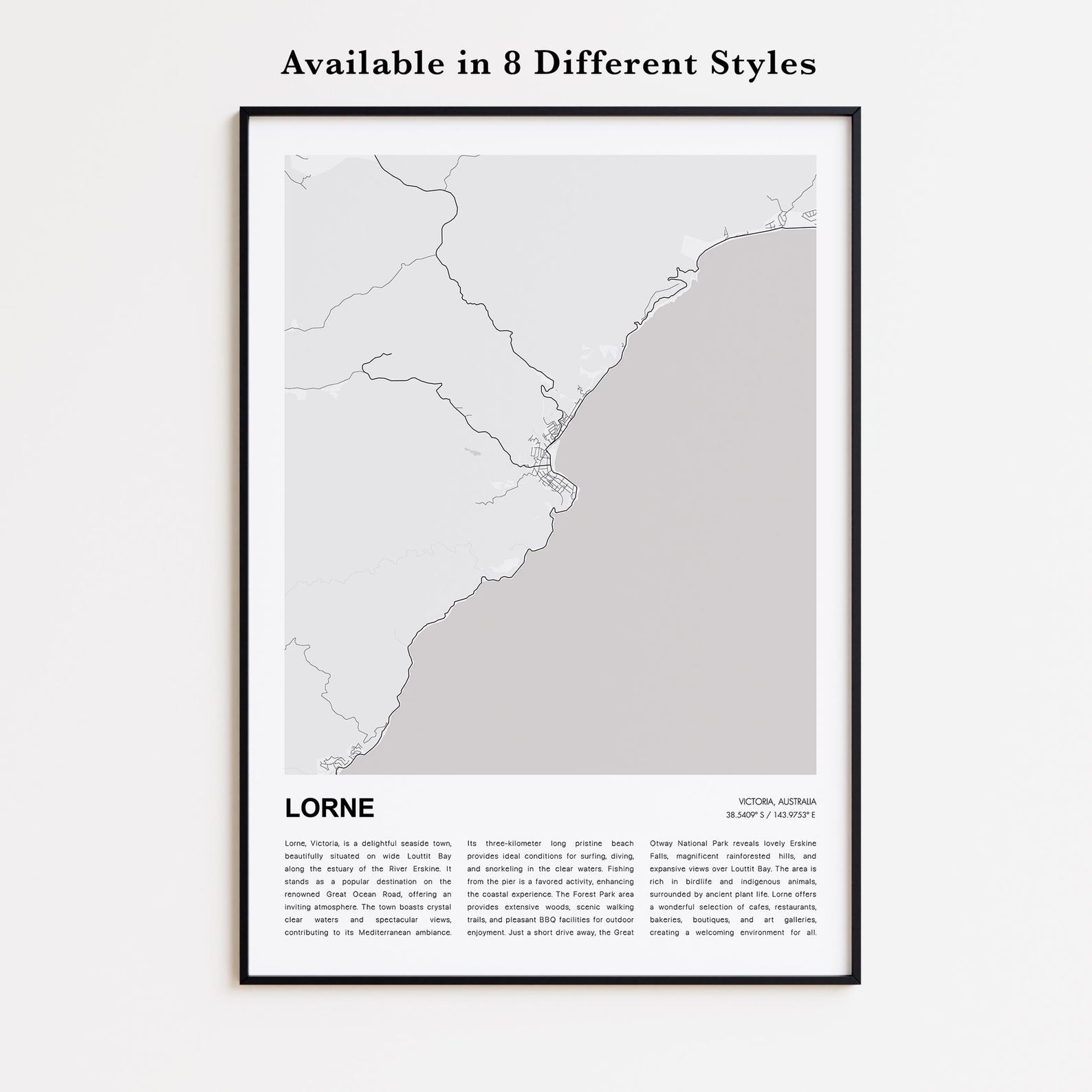 Lorne Map Print, Lorne Travel Map, Lorne Wall Decor Art, Lorne Victoria ...