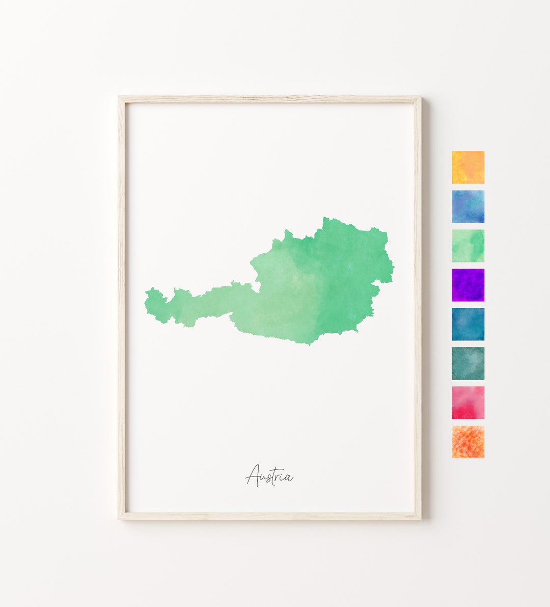 Austria Watercolor Map, Austria Pastel Print, Austria Minimal ...