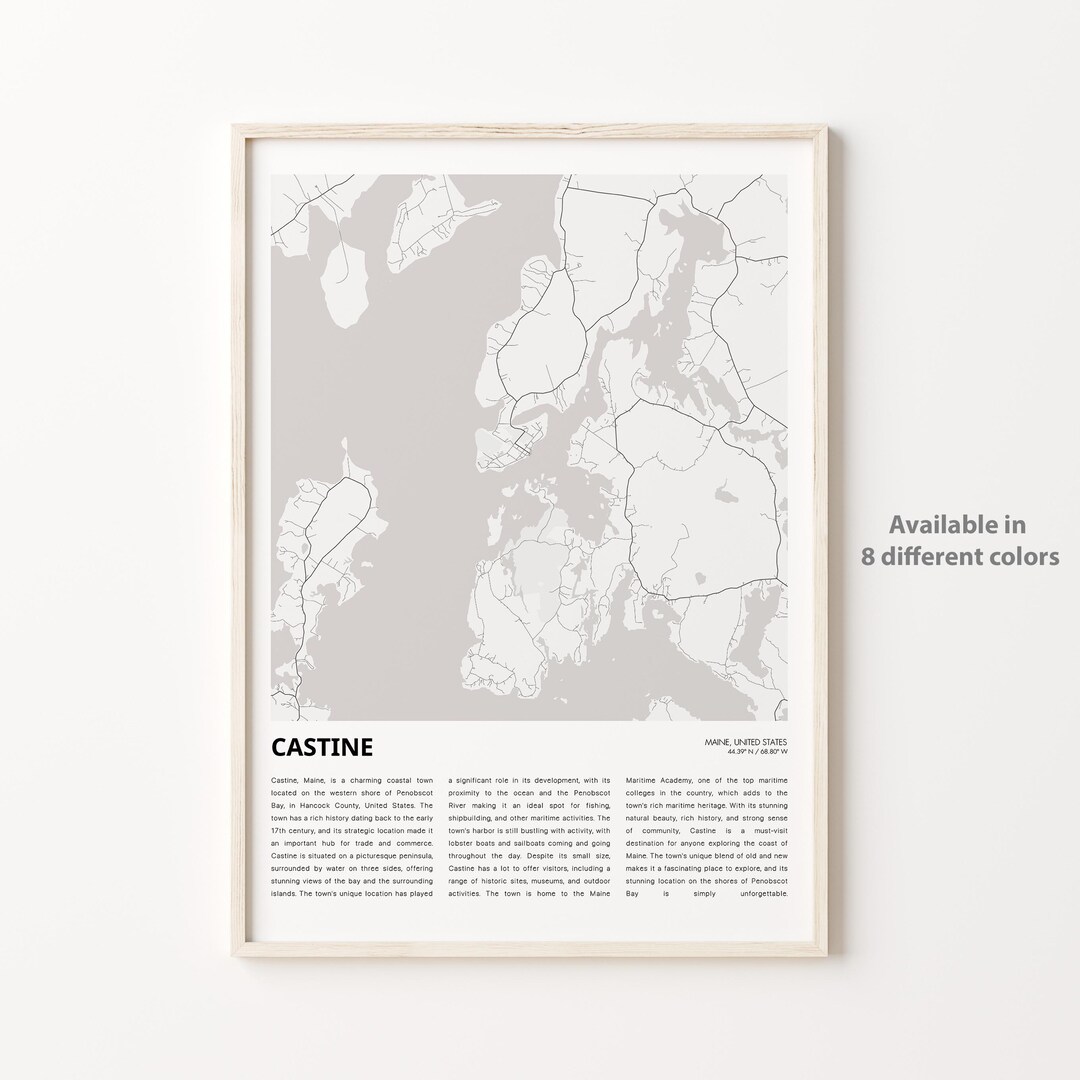 Castine Map Print, Castine Travel Map, Castine Wall Decor Art, Castine ...