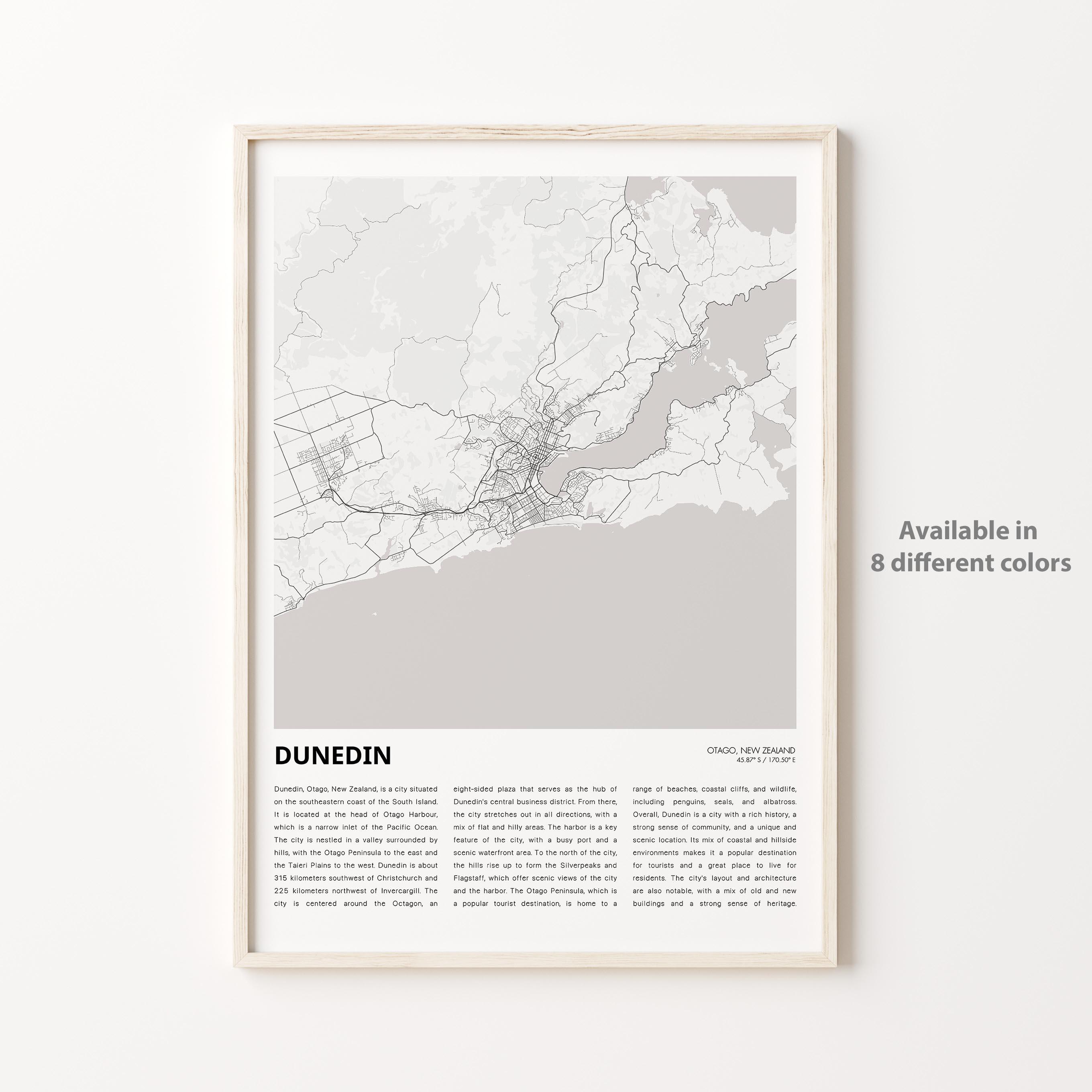 Dunedin Map Print, Dunedin Travel Map, Dunedin Wall Decor Art, Dunedin ...
