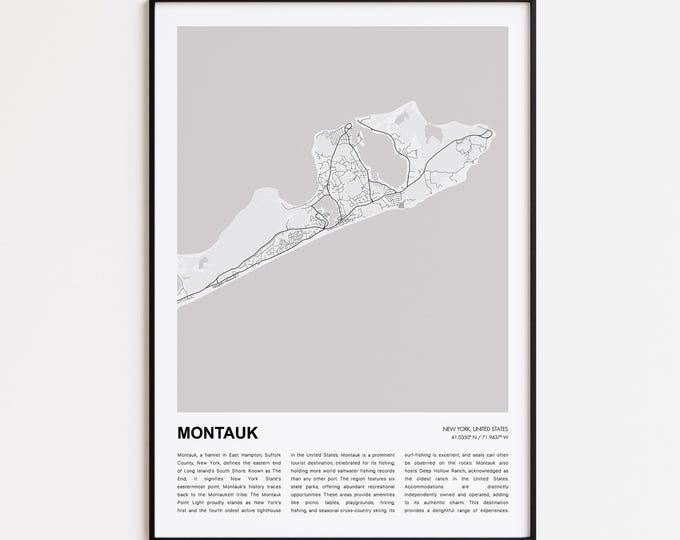 Montauk Map Print, Map of Montauk New York, Montauk Gift, the Hamptons ...