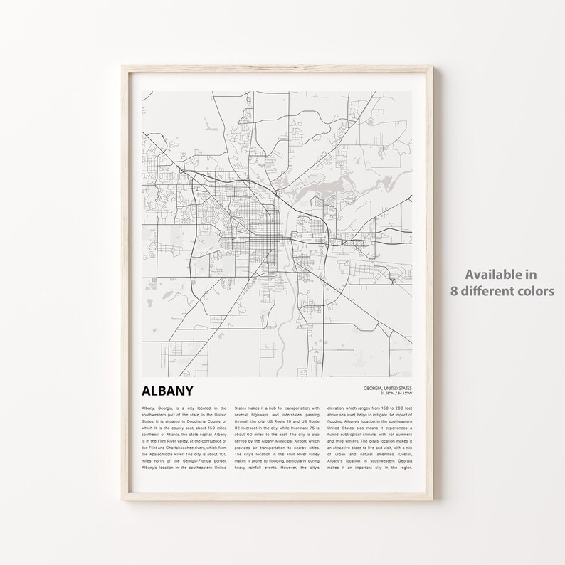 Albany Map Print, Albany Travel Map, Albany Wall Decor Art, Albany ...