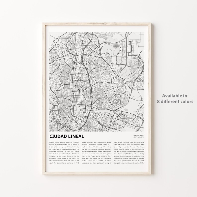 Ciudad Lineal Map Print, Ciudad Lineal Travel Map, Ciudad Lineal Wall ...