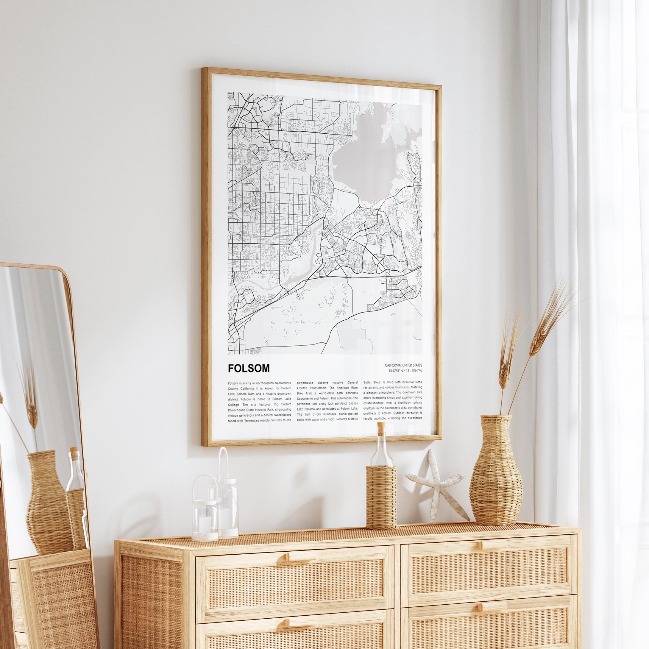 Folsom Map Print, Folsom Travel Map, Folsom Wall Decor Art, Folsom ...