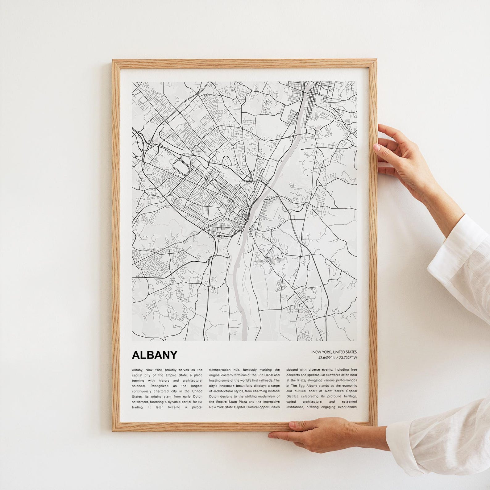 Albany Map Print, Albany Travel Map, Albany Wall Decor Art, Albany New ...