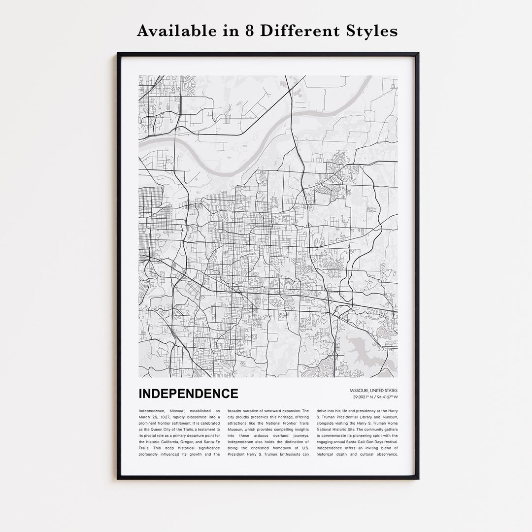 Independence Map Print, Independence Travel Map, Independence Wall ...
