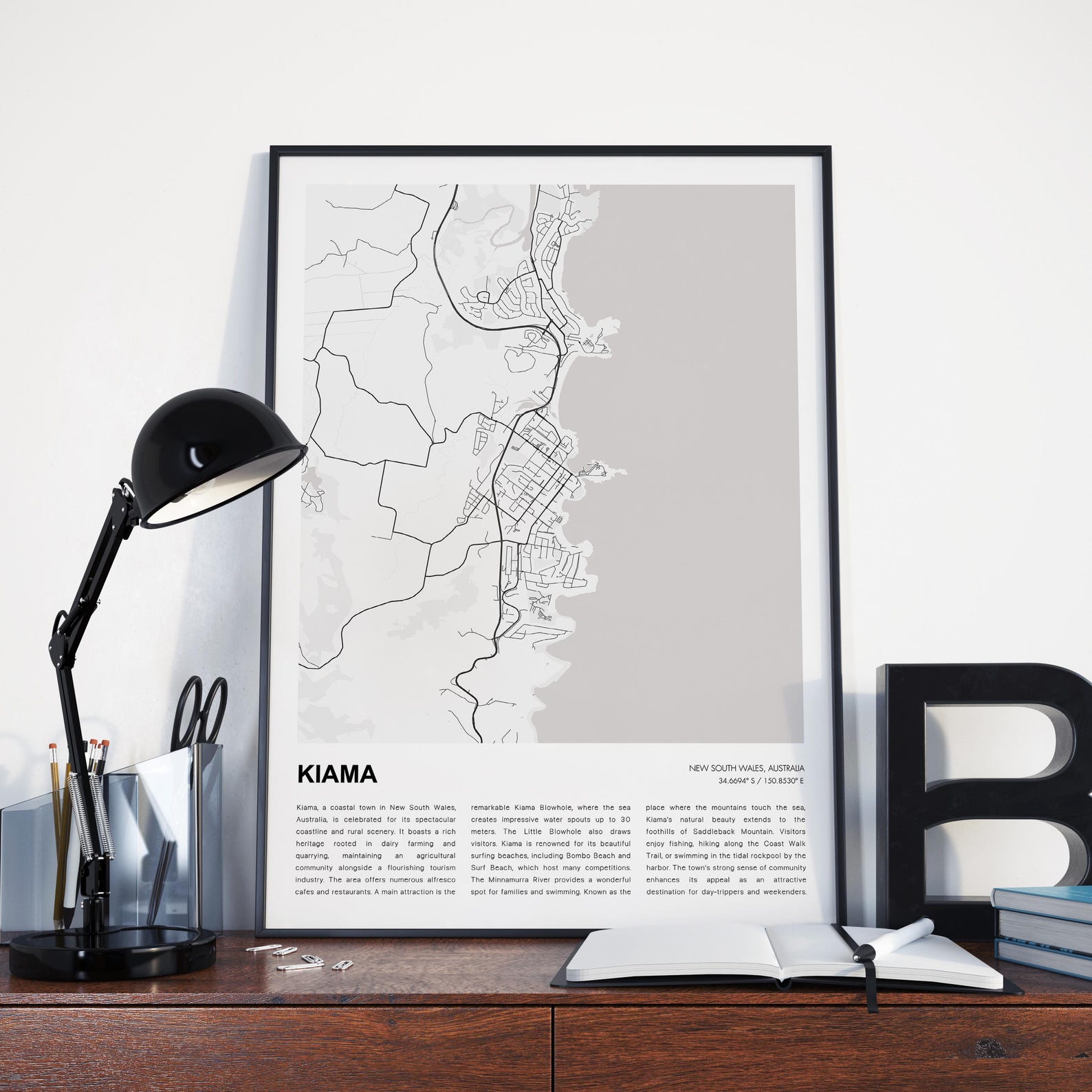 Kiama Map Print, Kiama Travel Map, Kiama Wall Decor Art, Kiama New ...
