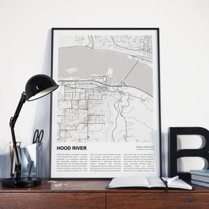 Hood River Map Print, Hood River Travel Map, Hood River Wall Decor Art ...