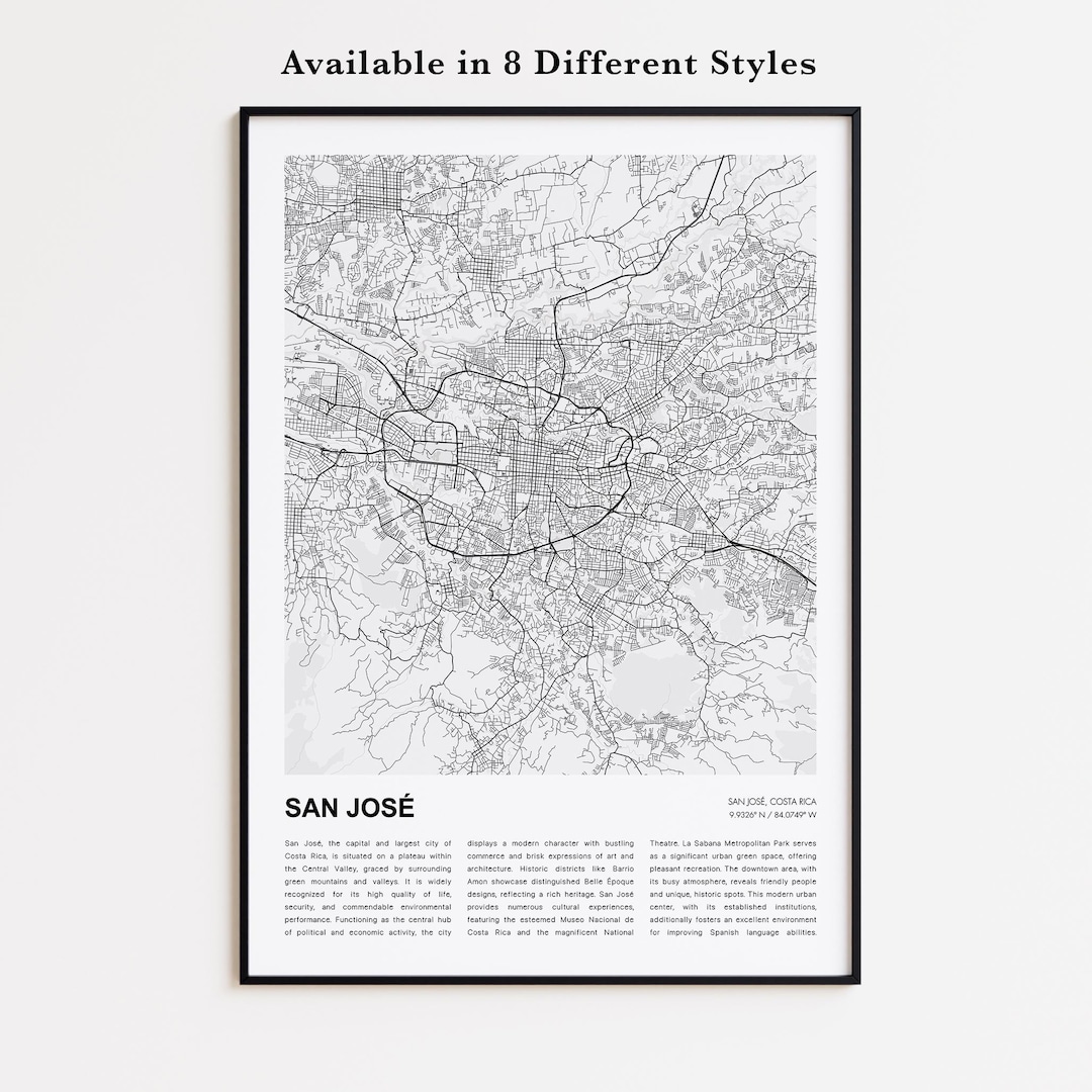 San José Map Print, San José Travel Map, San José Wall Decor Art, San ...