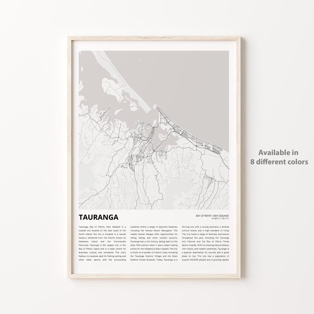 Tauranga Map Print, Tauranga Travel Map, Tauranga Wall Decor Art ...