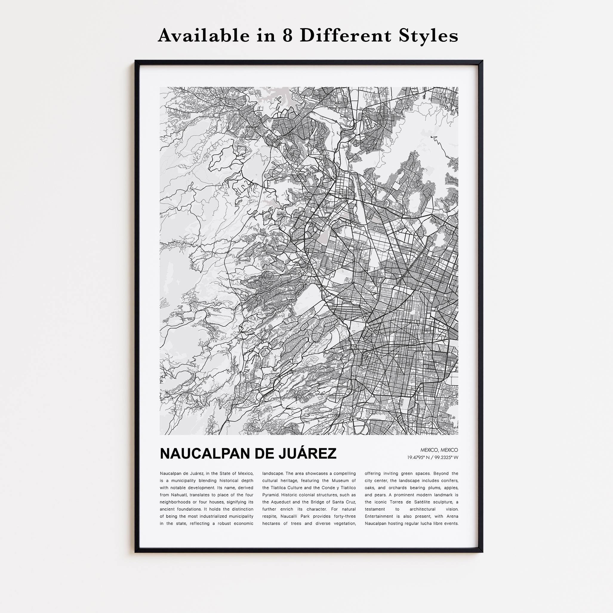Naucalpan De Juárez Map Print, Naucalpan De Juárez Travel Map ...