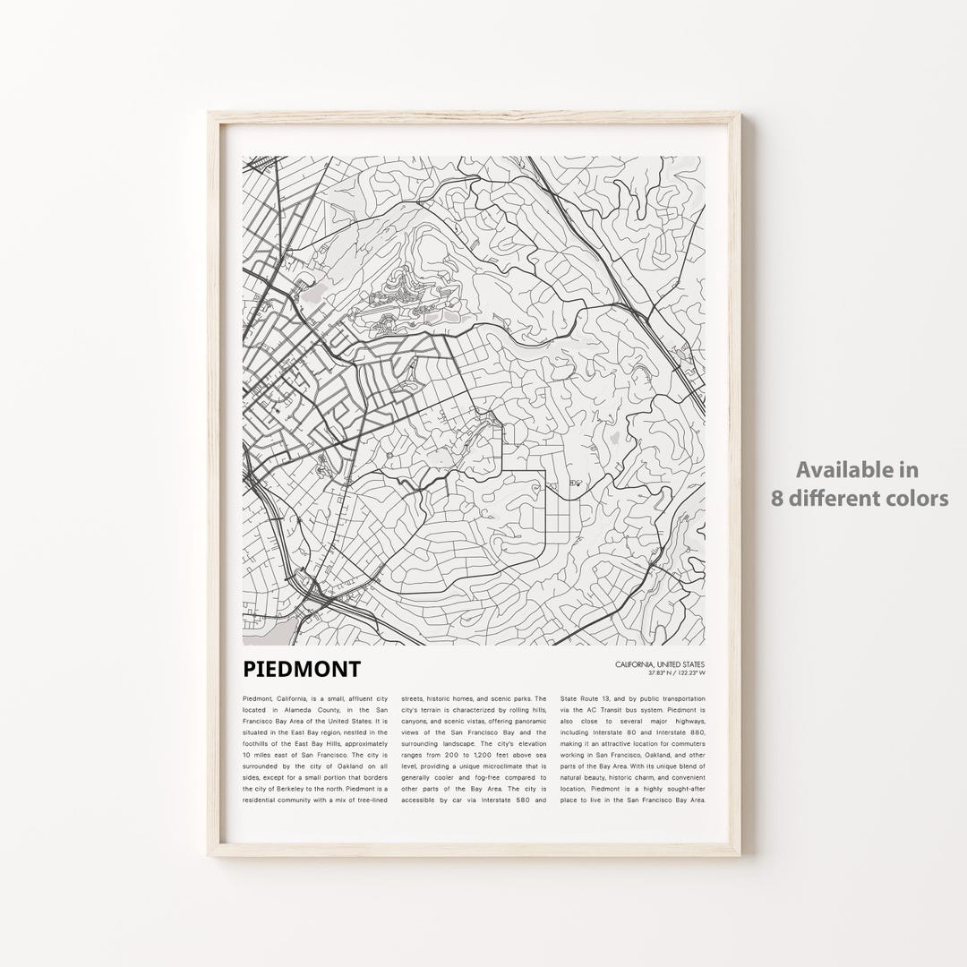 Piedmont Map Print, Piedmont Travel Map, Piedmont Wall Decor Art ...