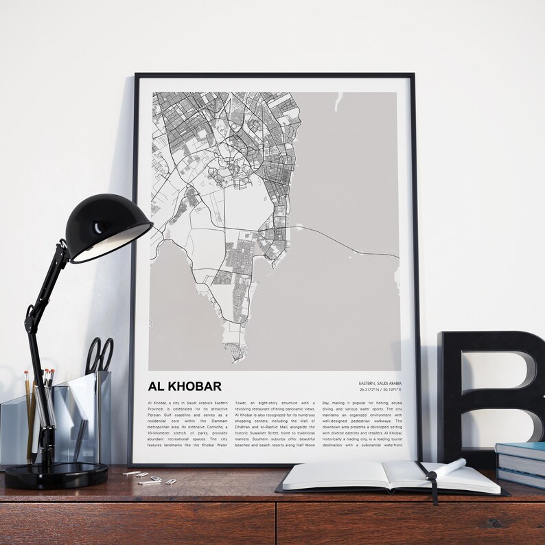 Al Khobar Map Print, Al Khobar Travel Map, Al Khobar Wall Decor Art, Al ...