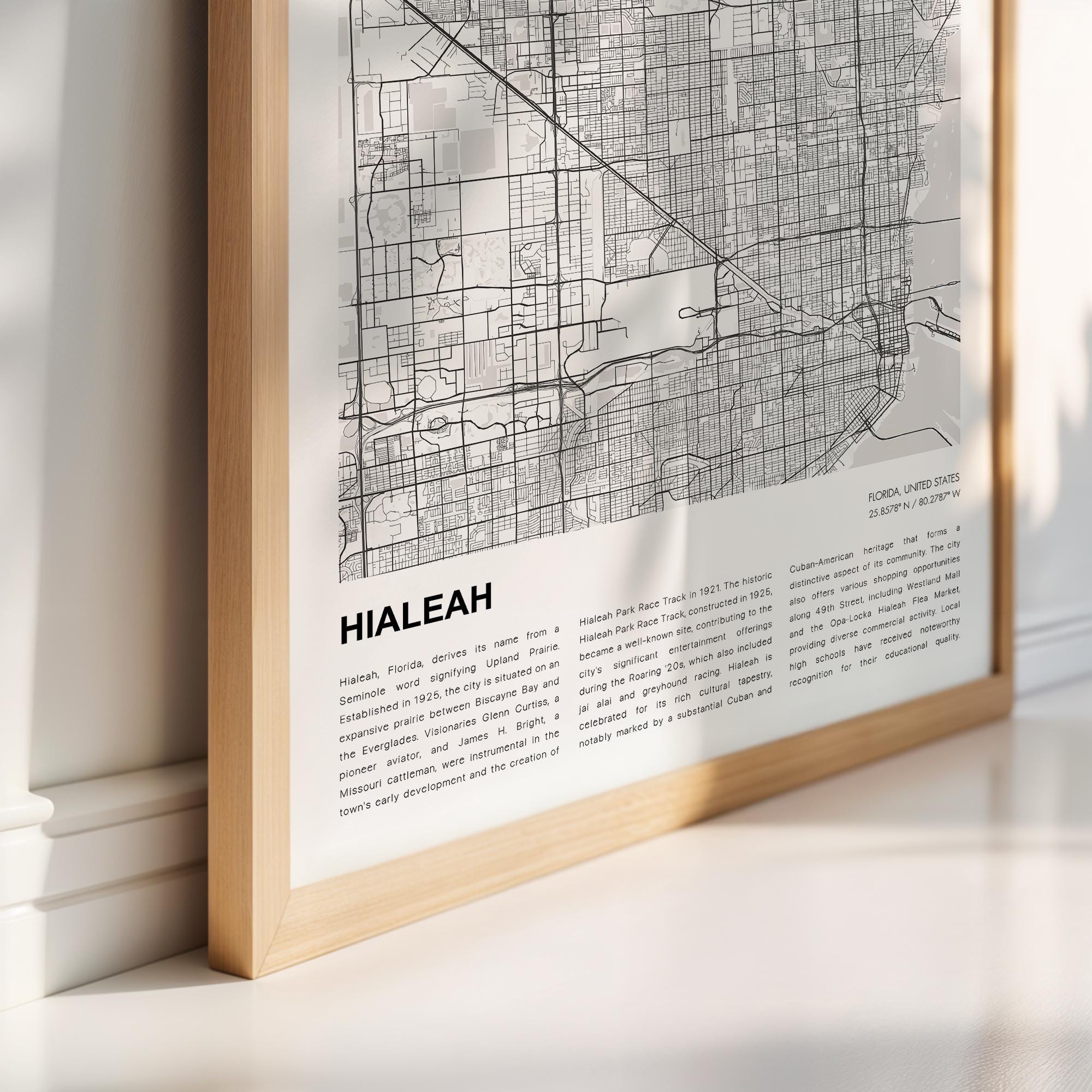 Hialeah Map Print, Hialeah Travel Map, Hialeah Wall Decor Art, Hialeah ...