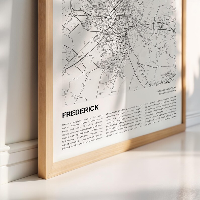 Frederick Map Print, Frederick Travel Map, Frederick Wall Decor Art ...