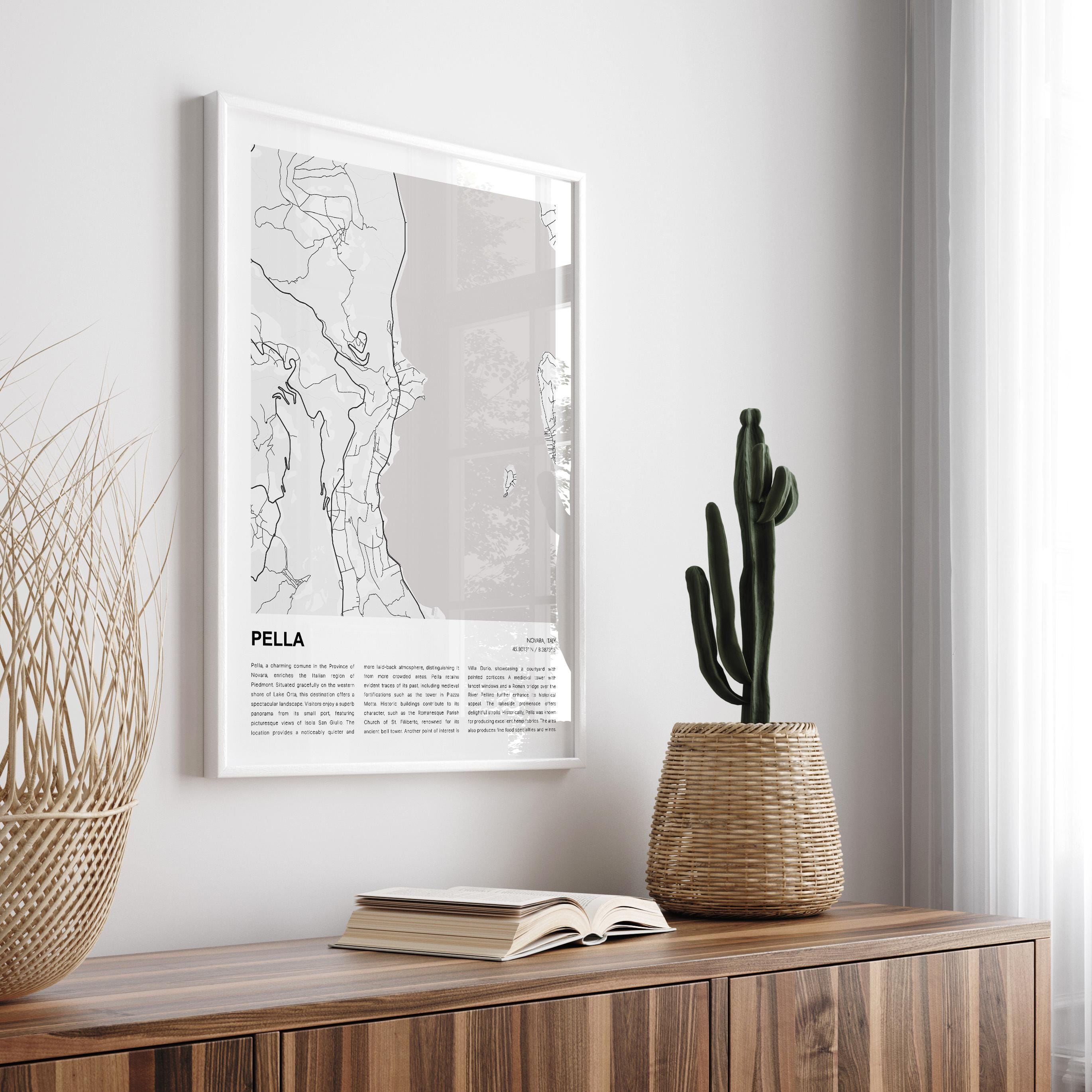 Pella Map Print, Pella Travel Map, Pella Wall Decor Art, Pella Novara ...
