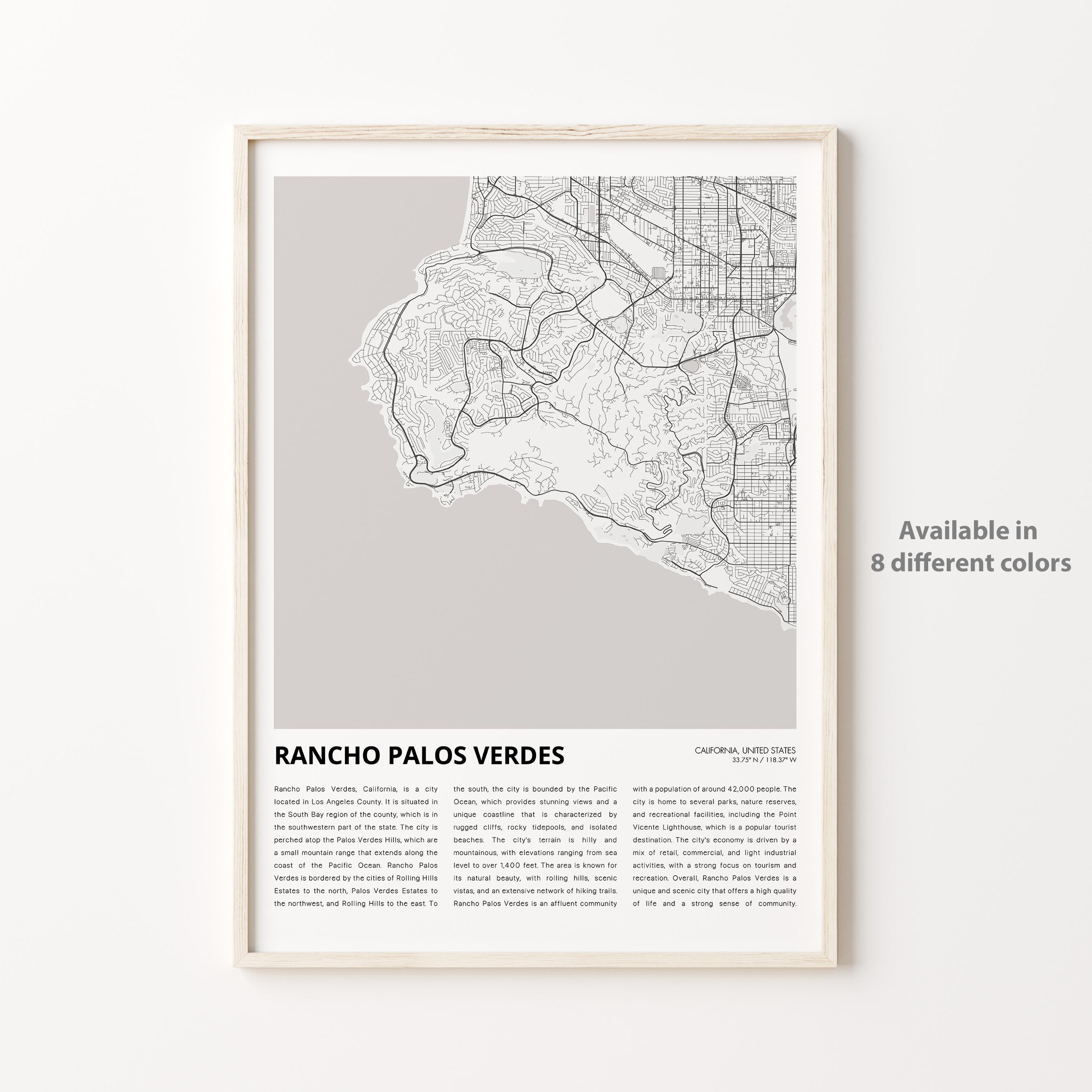 Rancho Palos Verdes Map Print, Rancho Palos Verdes Travel Map, Rancho ...