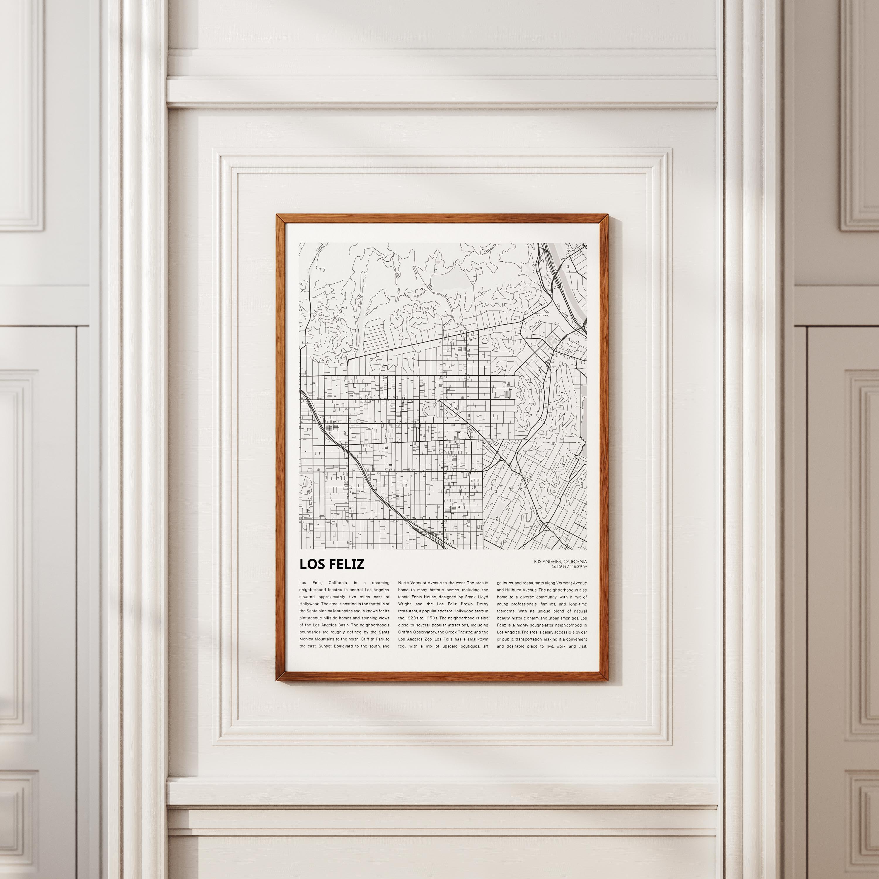 Los Feliz Map Print, Los Feliz Travel Map, Los Feliz Wall Decor Art ...
