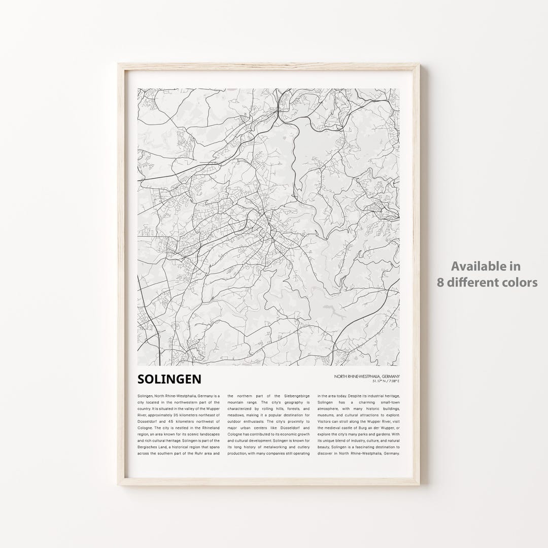 Solingen Map Print, Solingen Travel Map, Solingen Wall Decor Art ...
