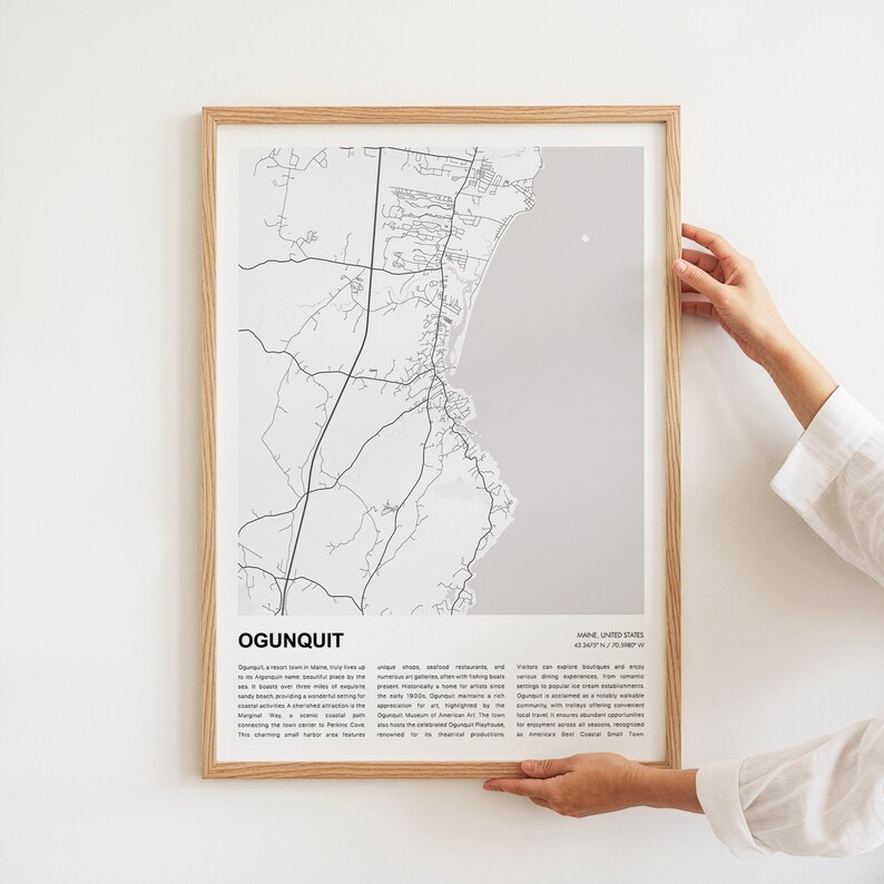 Ogunquit Map Print, Ogunquit Travel Map, Ogunquit Wall Decor Art ...