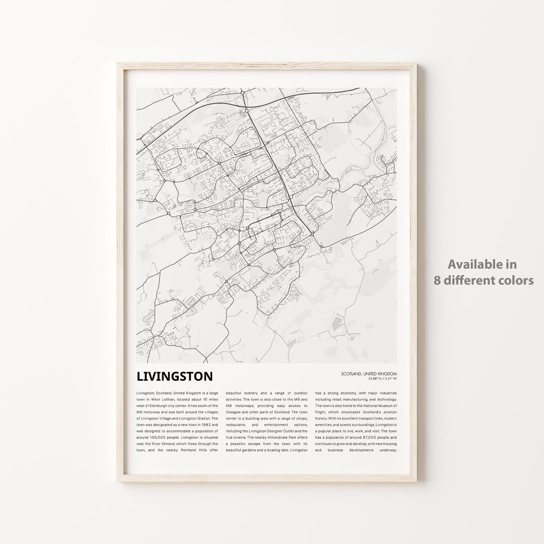 Livingston Map Print, Livingston Travel Map, Livingston Wall Decor Art ...