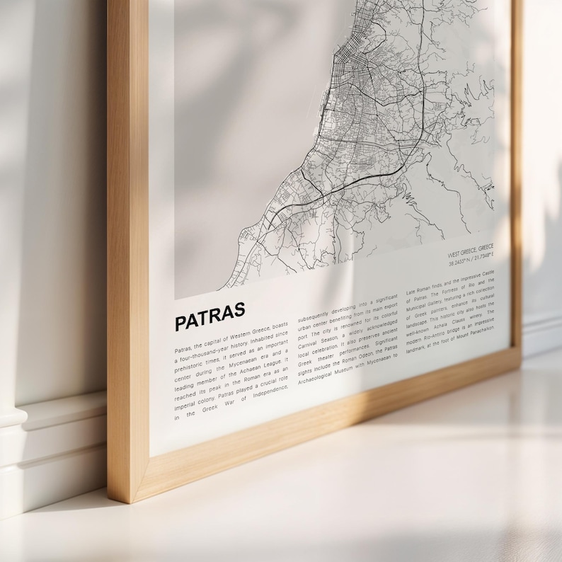 Patras Map Print, Patras Travel Map, Patras Wall Decor Art, Patras West ...