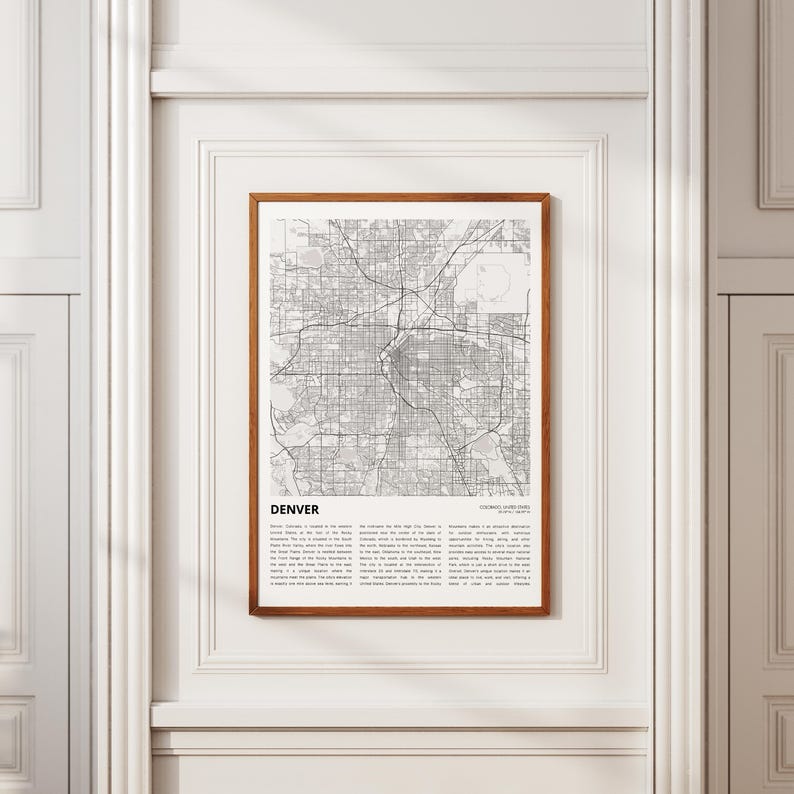 Denver Map Print, Denver Travel Map, Denver Wall Decor Art, Denver ...