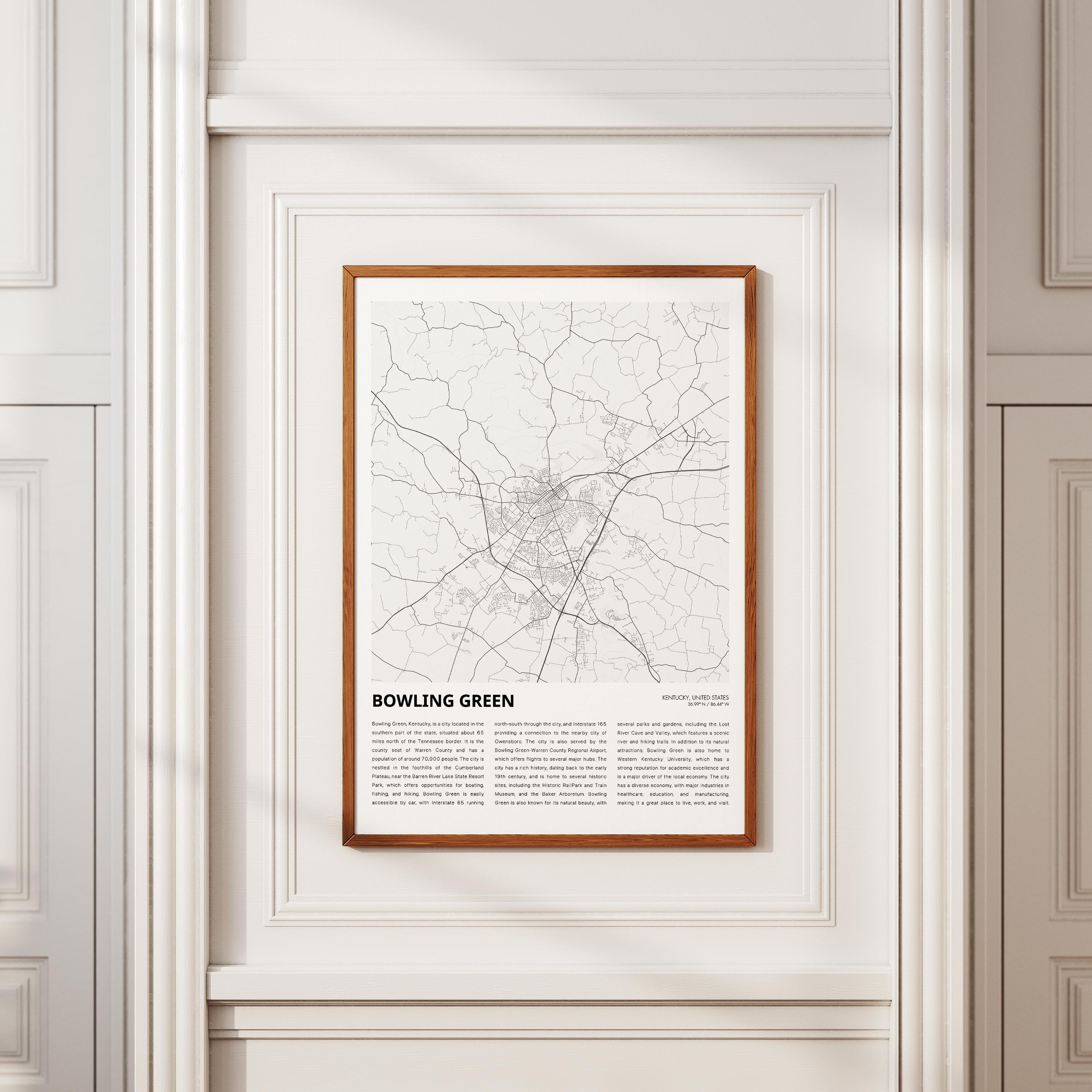 Bowling Green Map Print, Bowling Green Travel Map, Bowling Green Wall Decor Art, Bowling Green ...