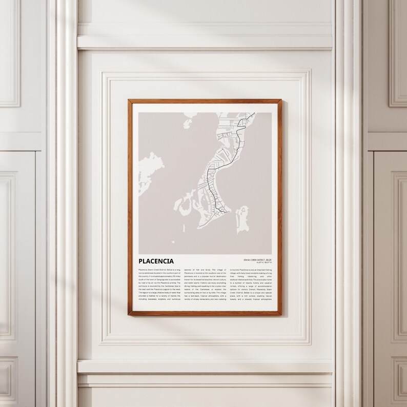 Placencia Map Print, Placencia Travel Map, Placencia Wall Decor Art ...