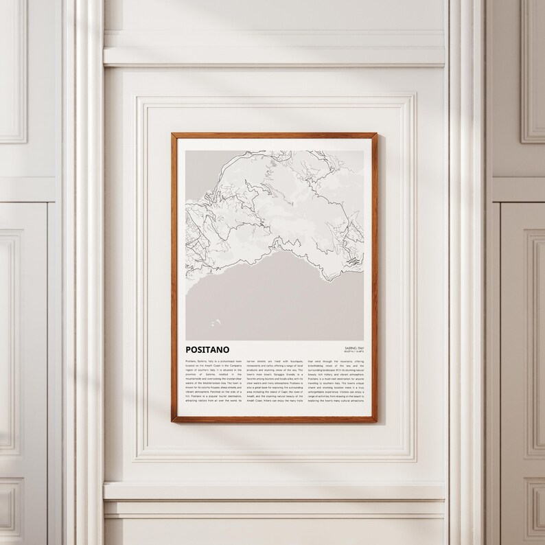 Positano Map Print, Positano Travel Map, Positano Wall Decor Art ...
