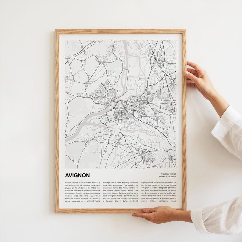 Avignon Map Print, Avignon Travel Map, Avignon Wall Decor Art, Avignon ...
