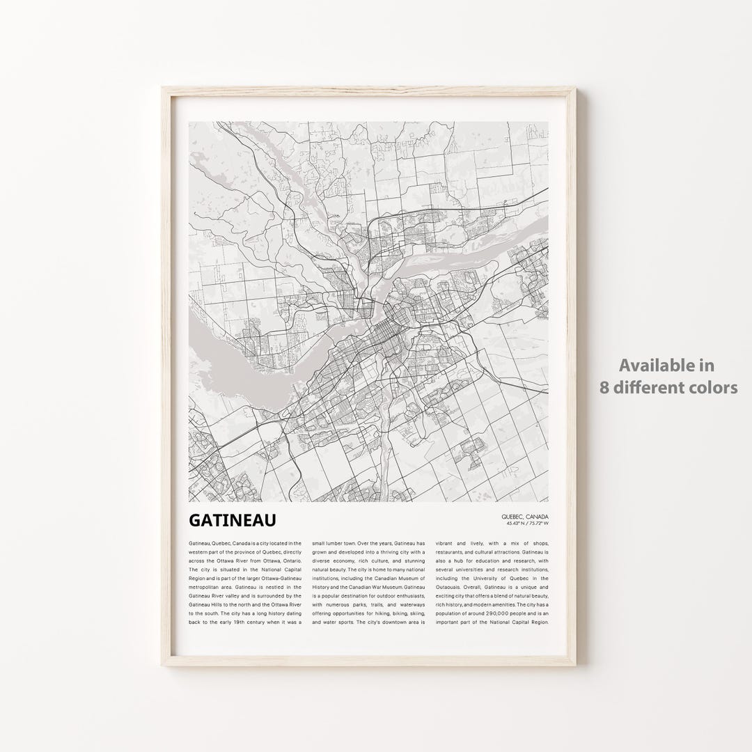 Gatineau Map Print, Gatineau Travel Map, Gatineau Wall Decor Art ...