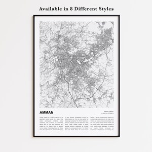Amman Map Print, Amman Travel Map, Amman Wall Decor Art, Amman Amman ...