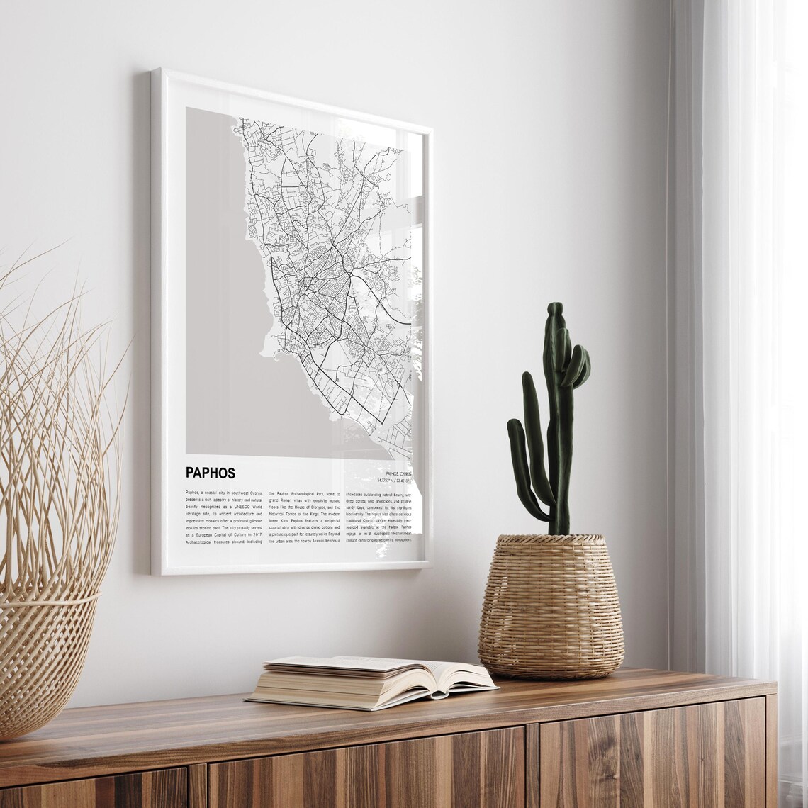 Paphos Map Print, Paphos Travel Map, Paphos Wall Decor Art, Paphos ...