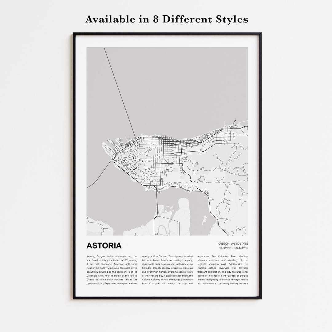 Astoria Map Print, Astoria Travel Map, Astoria Wall Decor Art, Astoria ...