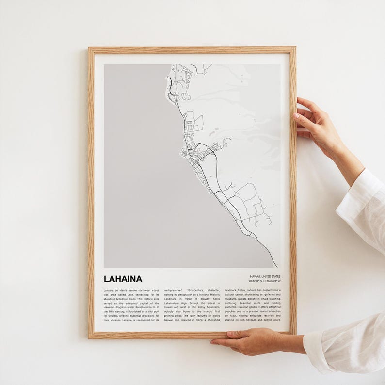 Lahaina Map Print, Lahaina Travel Map, Lahaina Wall Decor Art, Lahaina ...