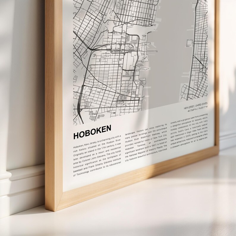Hoboken Map Print, Hoboken Travel Map, Hoboken Wall Decor Art, Hoboken ...