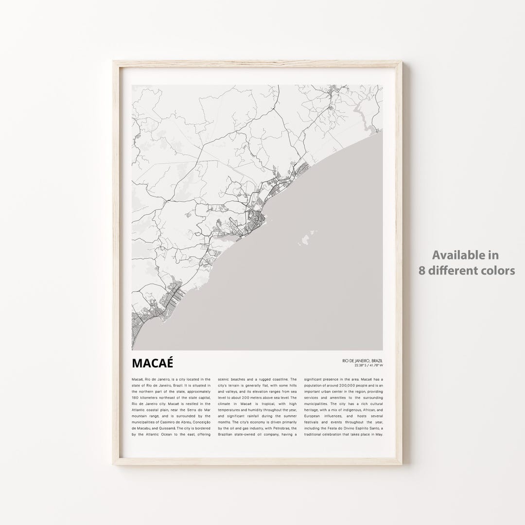 Macaé Map Print, Macaé Travel Map, Macaé Wall Decor Art, Macaé Rio De ...