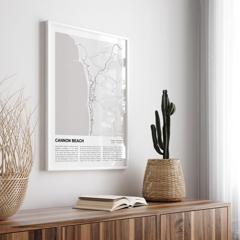 Cannon Beach Map Print, Cannon Beach Travel Map, Cannon Beach Wall ...