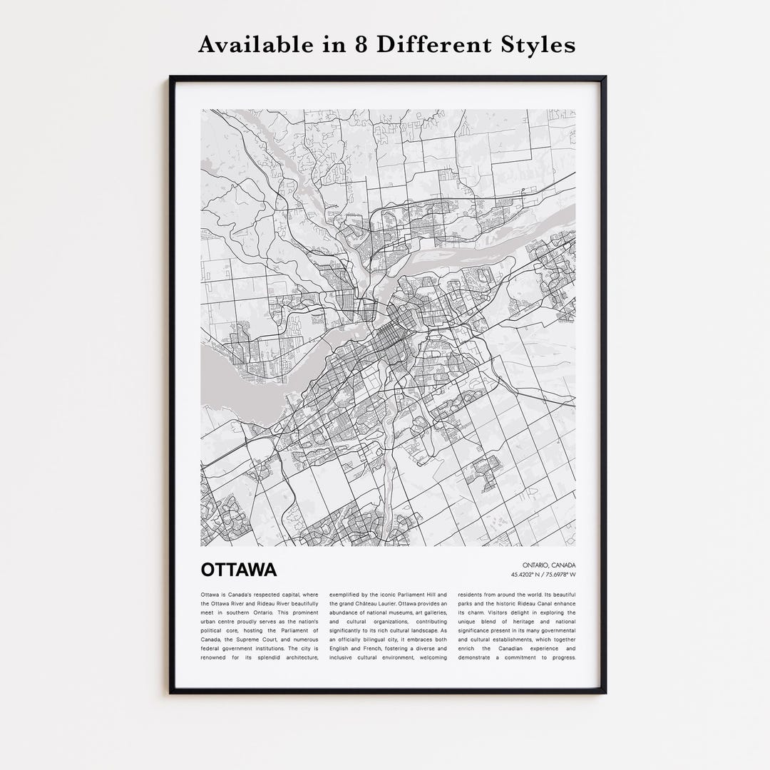 Ottawa Map Print, Ottawa Travel Map, Ottawa Wall Decor Art, Ottawa ...