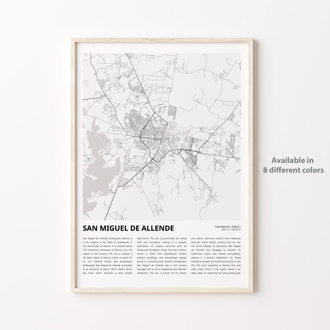 San Miguel De Allende Map Print, San Miguel De Allende Travel Map, San ...