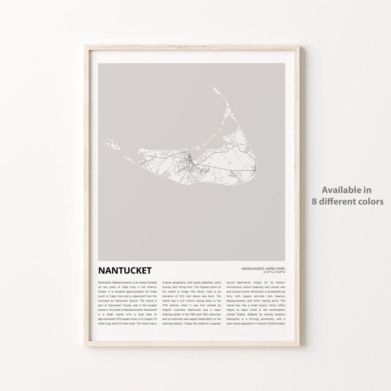 Nantucket Map Print, Nantucket Travel Map, Nantucket Wall Decor Art ...