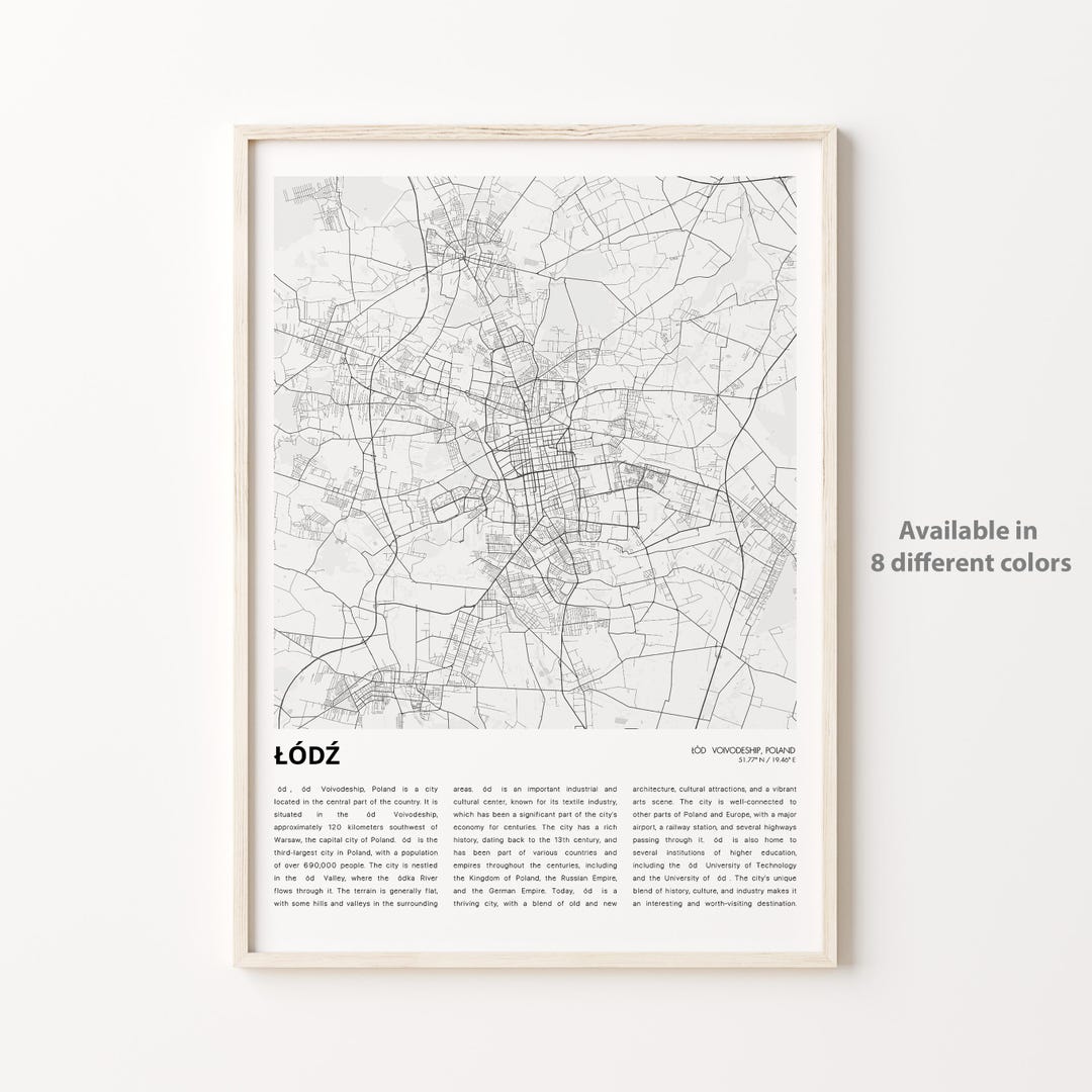Łódź Map Print, Łódź Travel Map, Łódź Wall Decor Art, Łódź Łódź ...