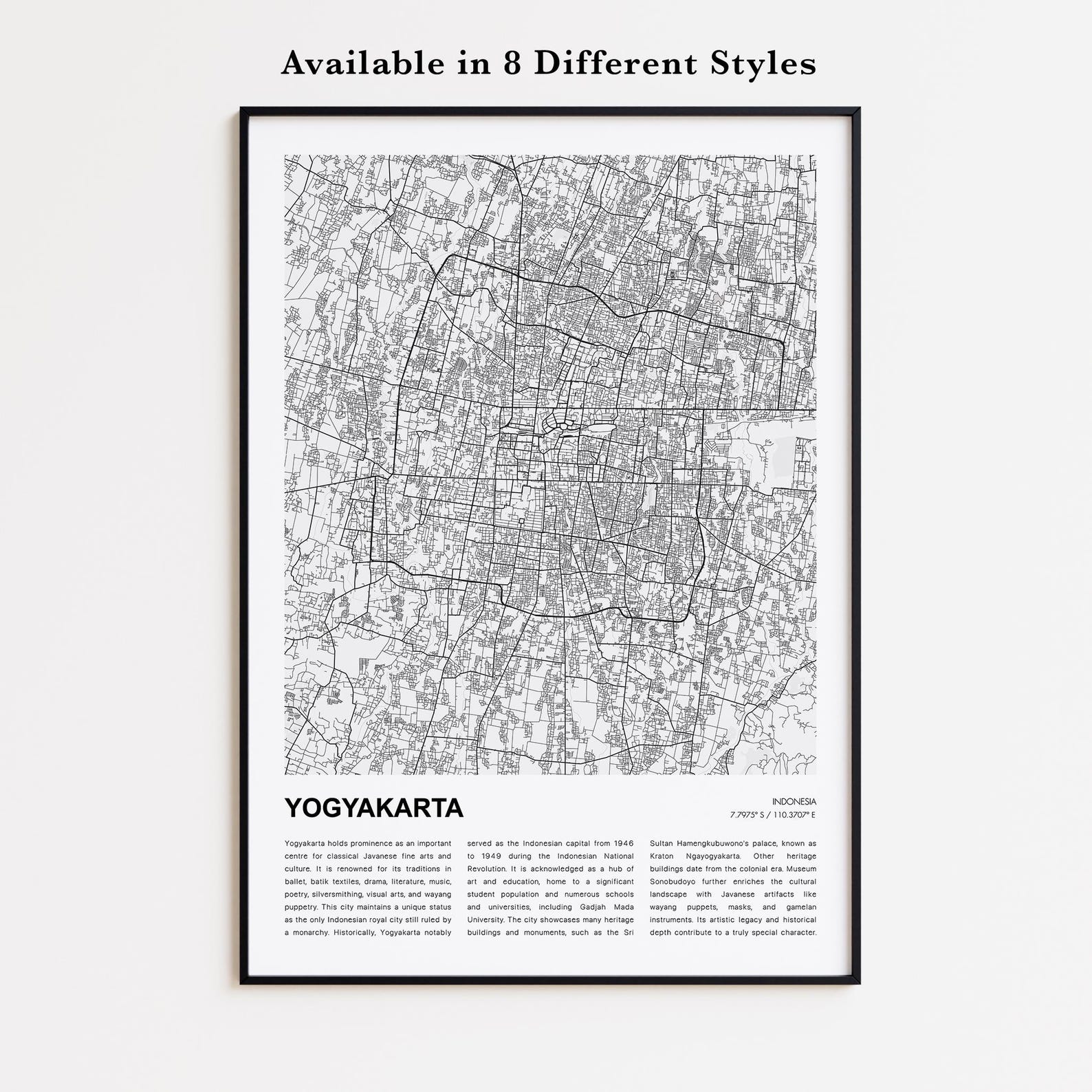 Yogyakarta City Map Print, Yogyakarta City Travel Map, Yogyakarta City ...