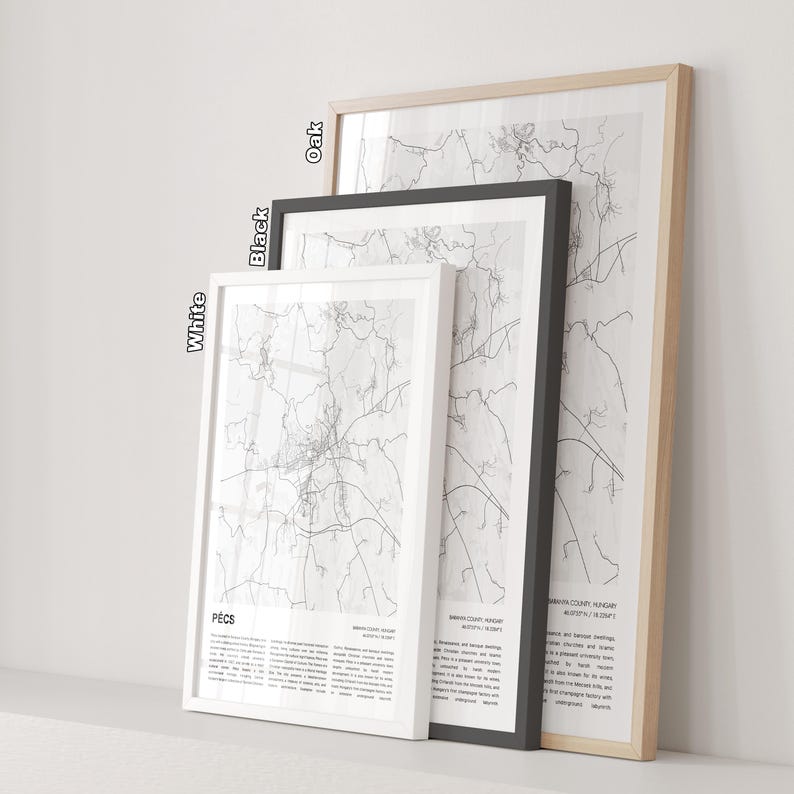 Pécs Map Print, Pécs Travel Map, Pécs Wall Decor Art, Pécs Baranya ...